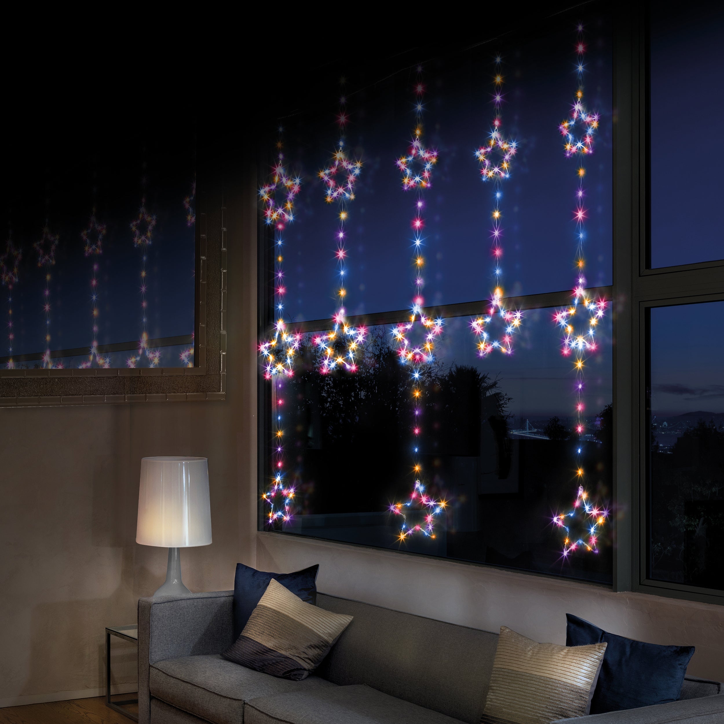Group_Premier 1.3m x 1.2m Twinkling Star Window Curtain Light