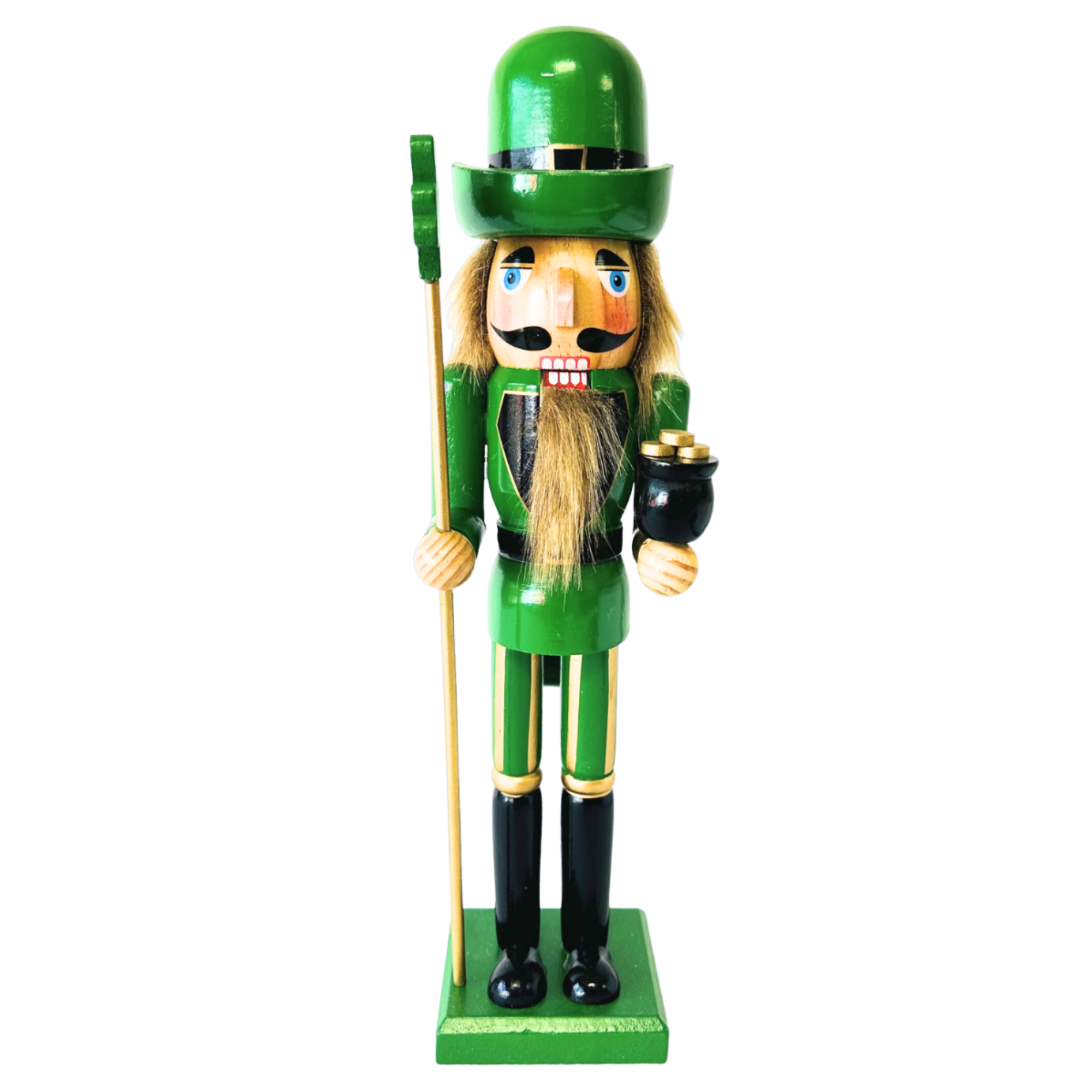 37.5cm Lucky Charm Irish Wooden Nutcracker with Pot of Gold