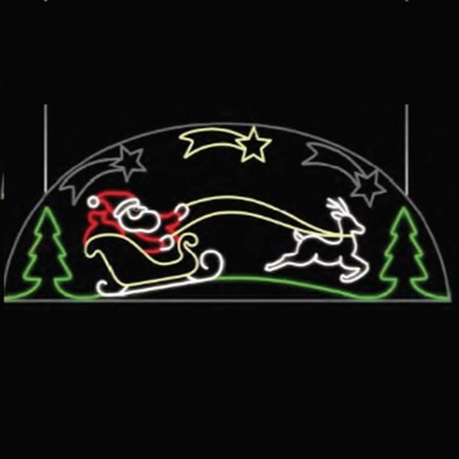 6ft Santa with Sleigh Reindeer and Shooting Stars Animated Christmas N